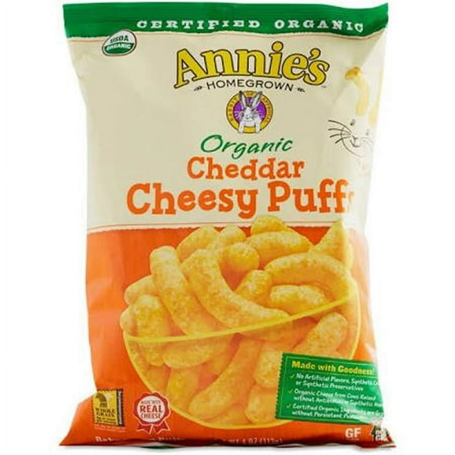 Annies Homegrown 4 oz Organic Cheddar Cheesy Puffs - Walmart.com