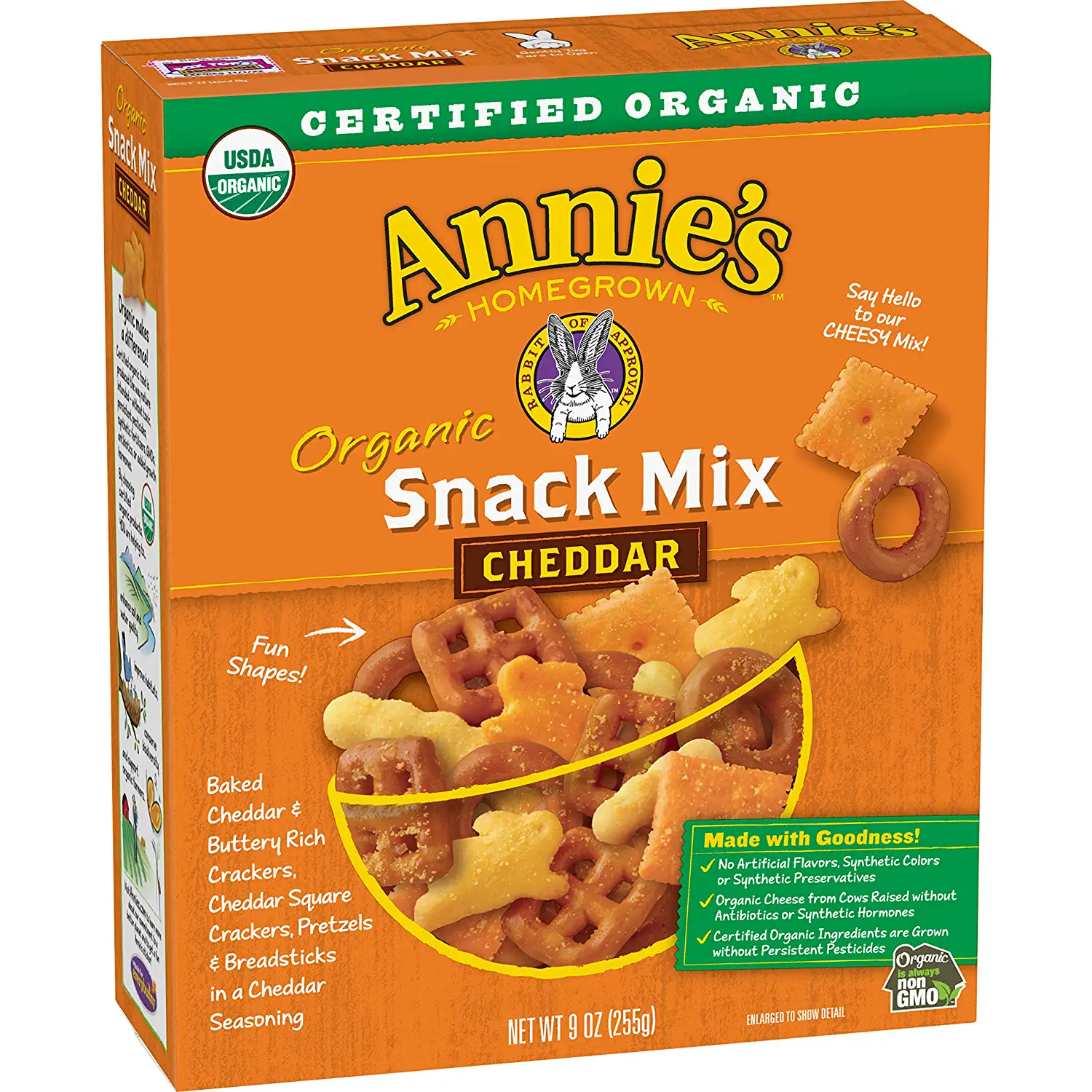 Annies Homegrown Organic Cheddar Snack Mix Crackers, Bunnies Cheddar ...
