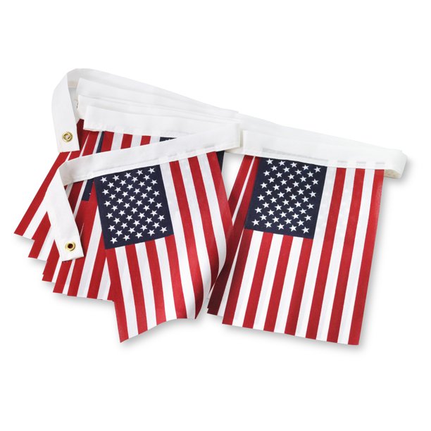 Annin 12’ American Flag Garland with 12 Patriotic 8" x 12" Flags ...