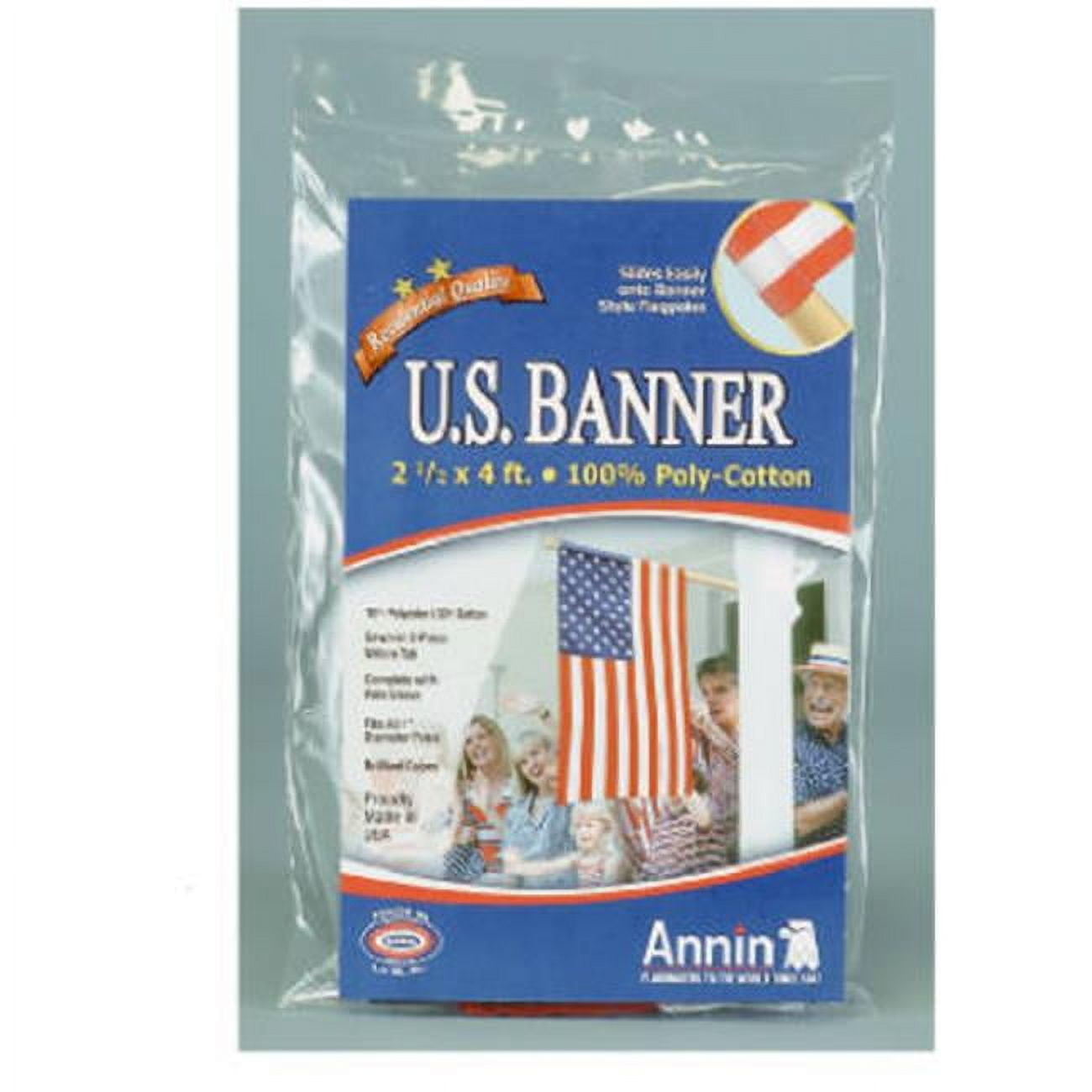 Annin Flagmakers 021880R 2.5 x 4 ft. Poly Cotton U.S. American Banner ...