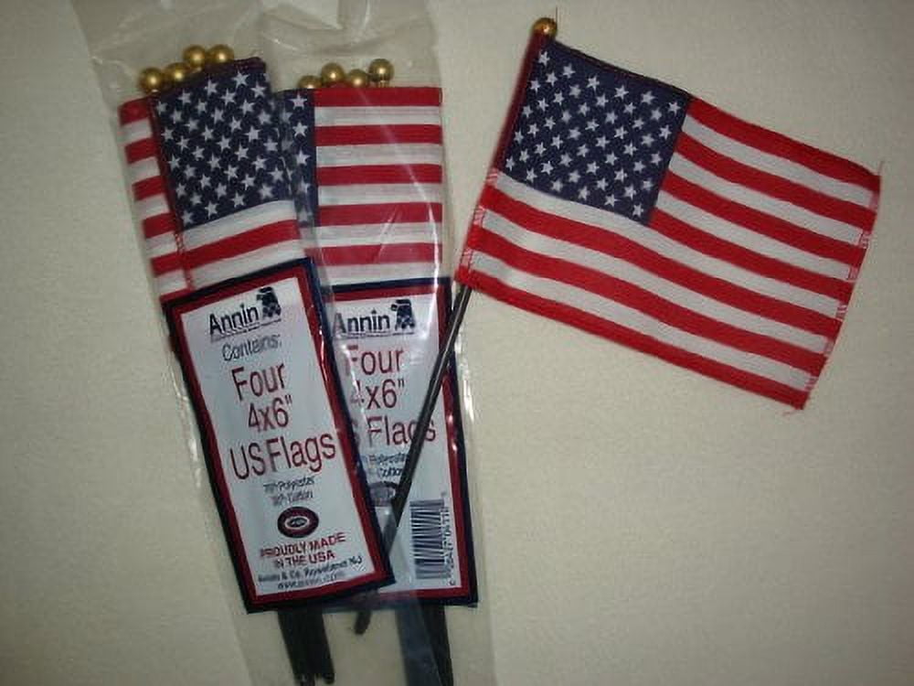 Annin Flagmakers 4" x 6" 70% Polyester 30% Cotton Annin U.S. Flag, 4 ...