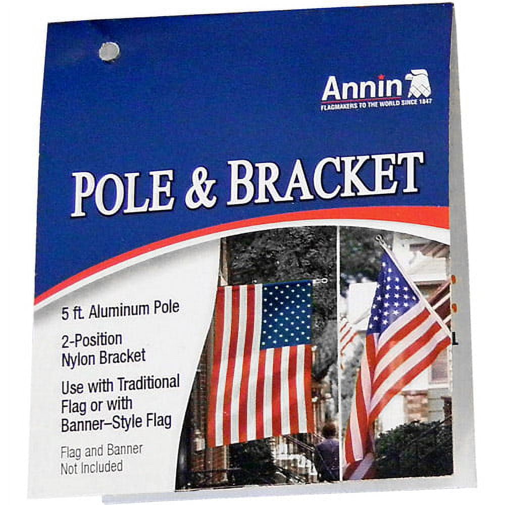 Annin Flagmakers 5 ft Aluminum Flagpole with Two Position Nylon Bracket ...