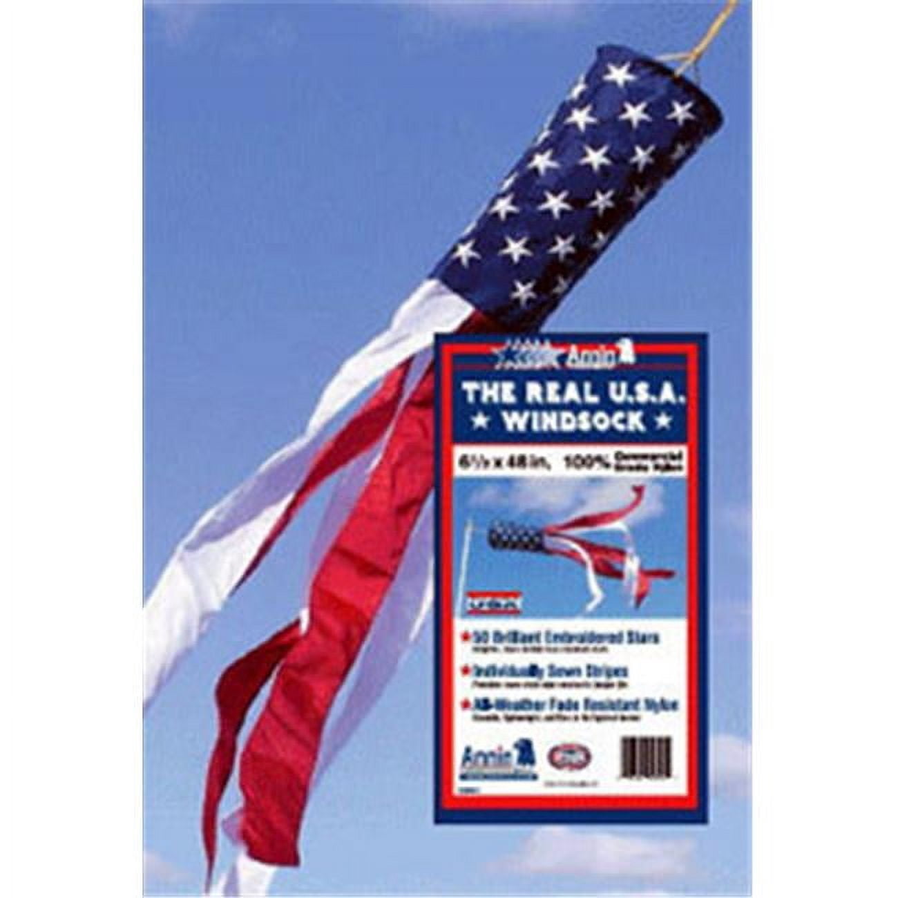 Annin Flagmakers 6 in. X 48 in. Nylon U.S. Flag Windsock Clamshell ...