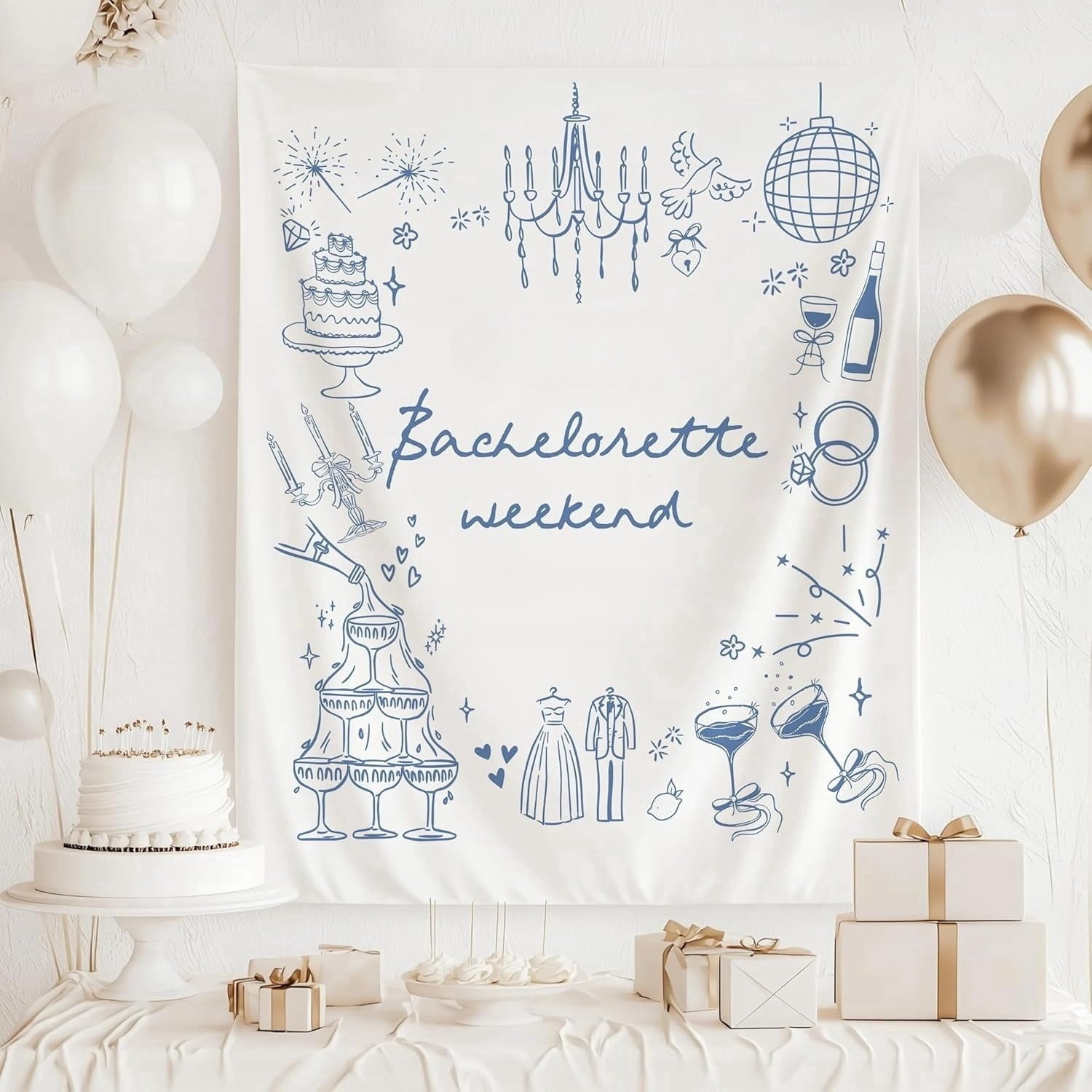 Anniversaree Wine Themed Bachelorette Tapestry, Vino Before Vows ...