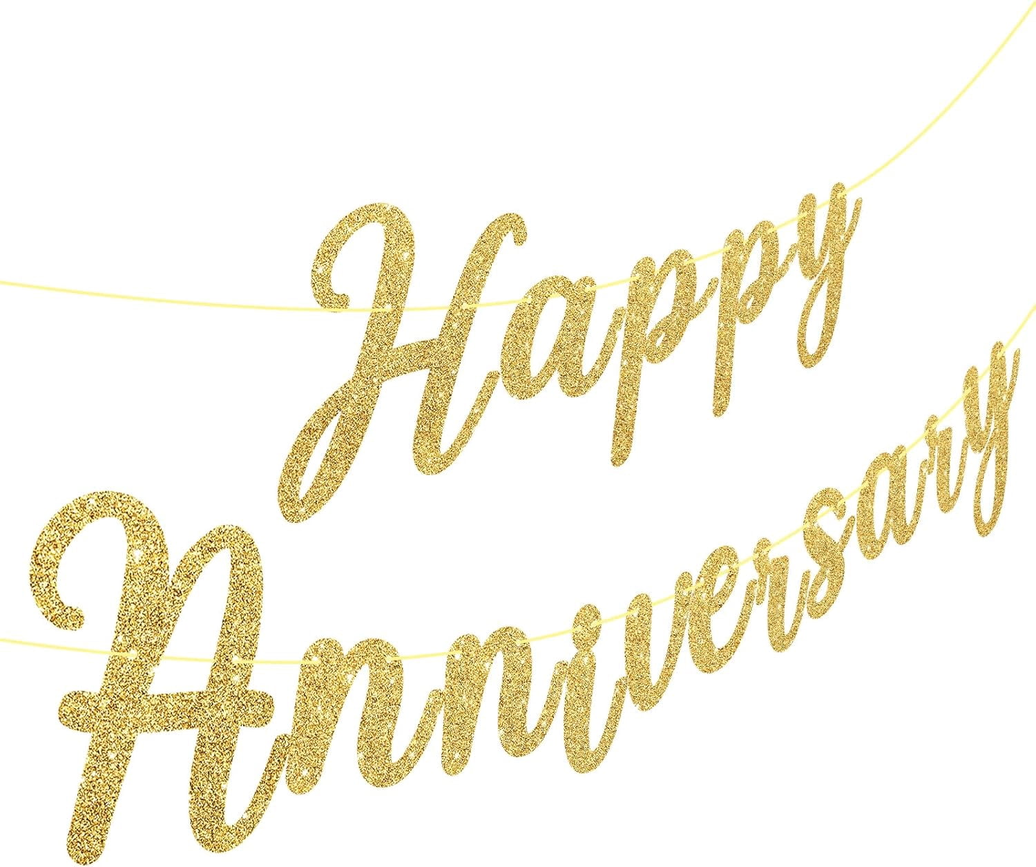 Anniversary Banner Sign Gold Glitter Wedding Bunting Banner Flag ...