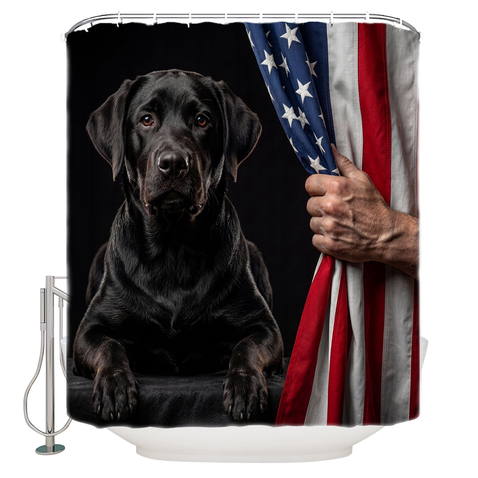 Anniversary Bathroom Shower Curtains with 12 Hooks Polyester Waterproof ...
