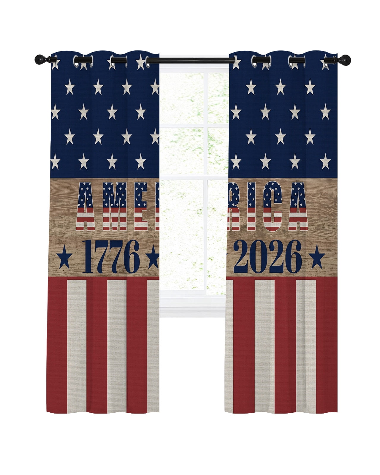 Anniversary Blackout Curtains for Bedroom Living Room, USA Flag Red ...