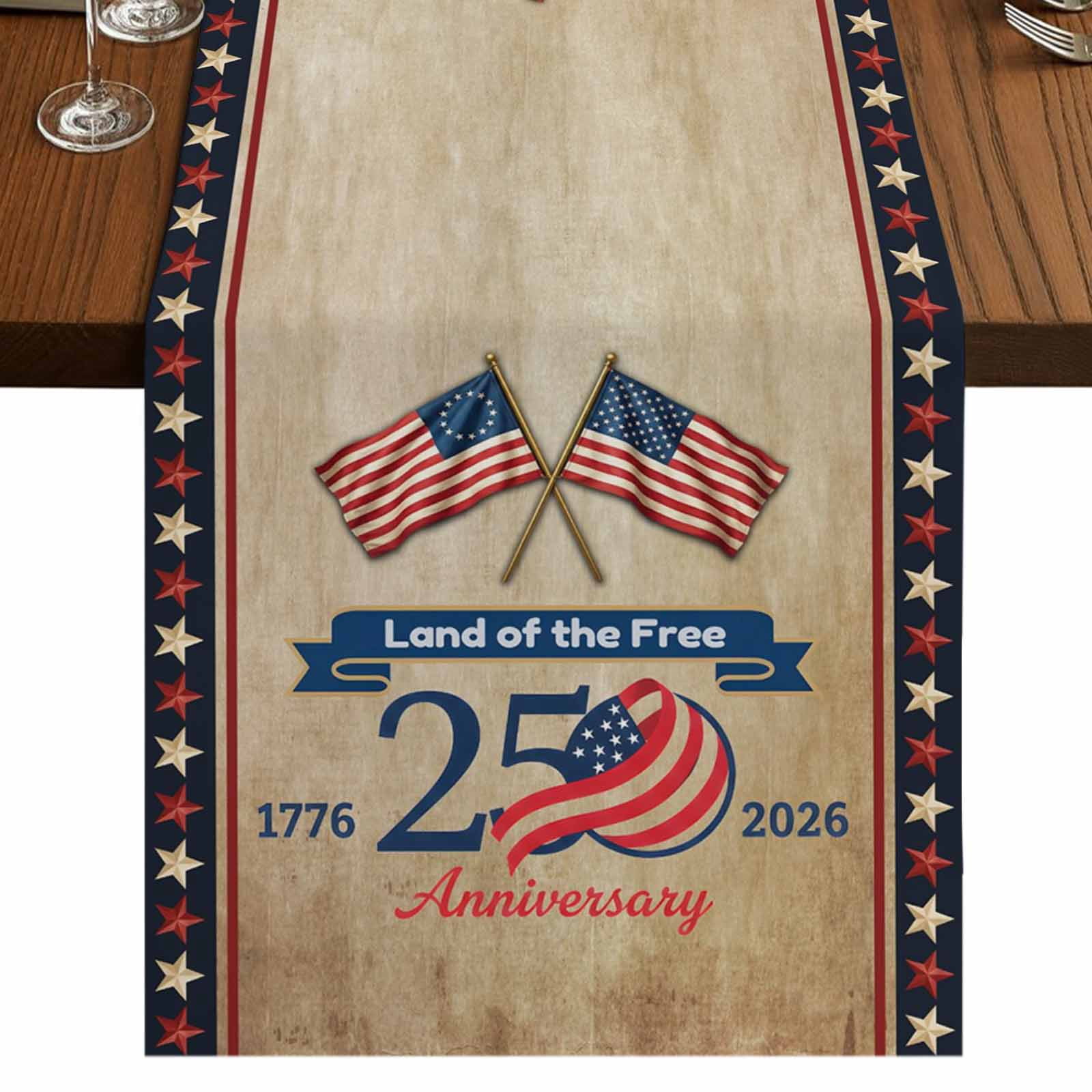 Anniversary Burlap Cotton Table Runner 13x90 Inches Long, America ...