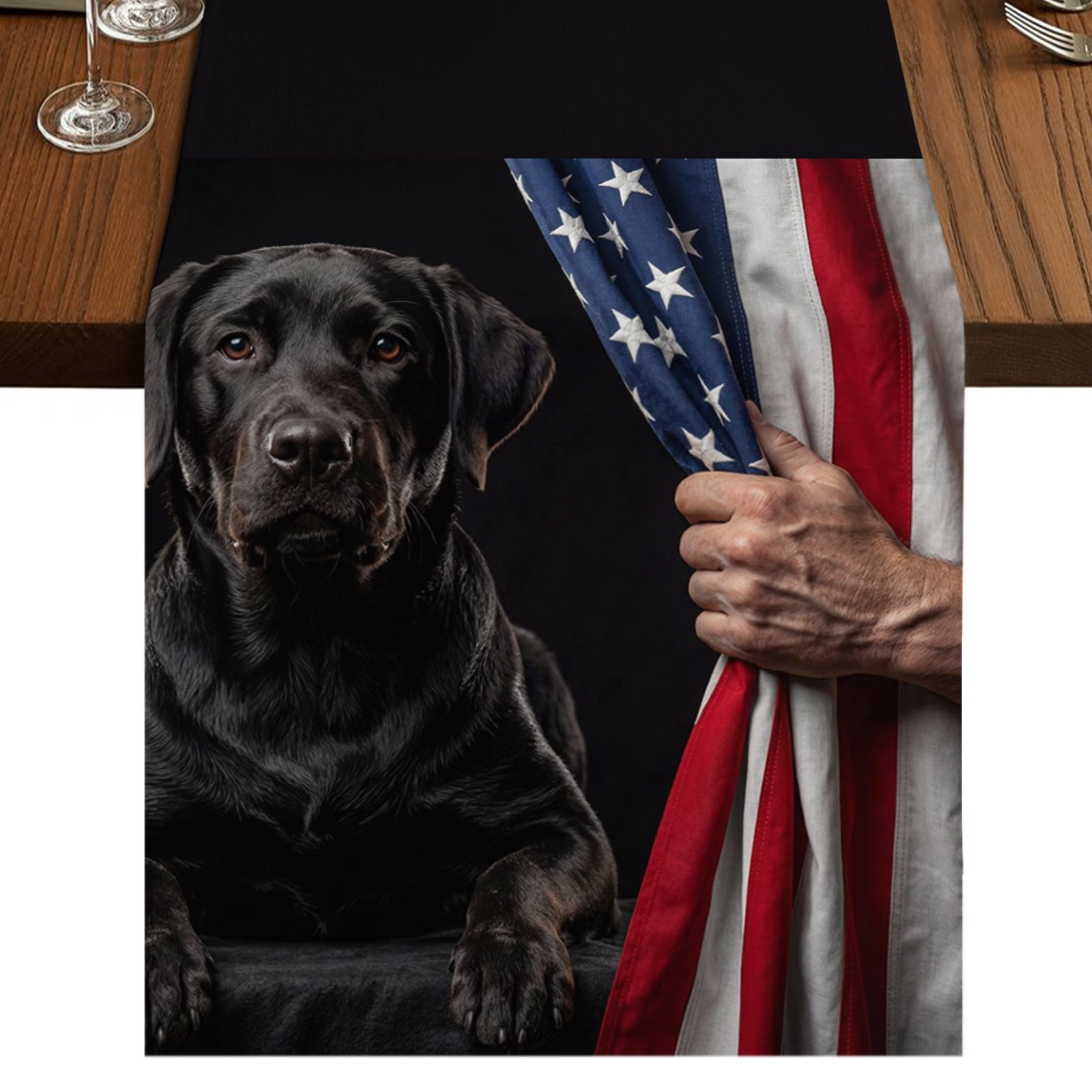 Anniversary Burlap Cotton Table Runner 13x90 Inches Long, Black Dog Pet ...