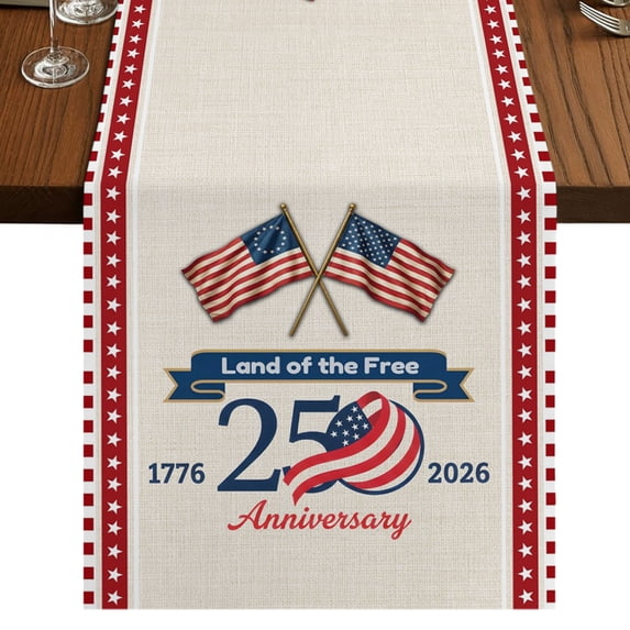 Anniversary Burlap Cotton Table Runner 16x72 Inches Long, America ...