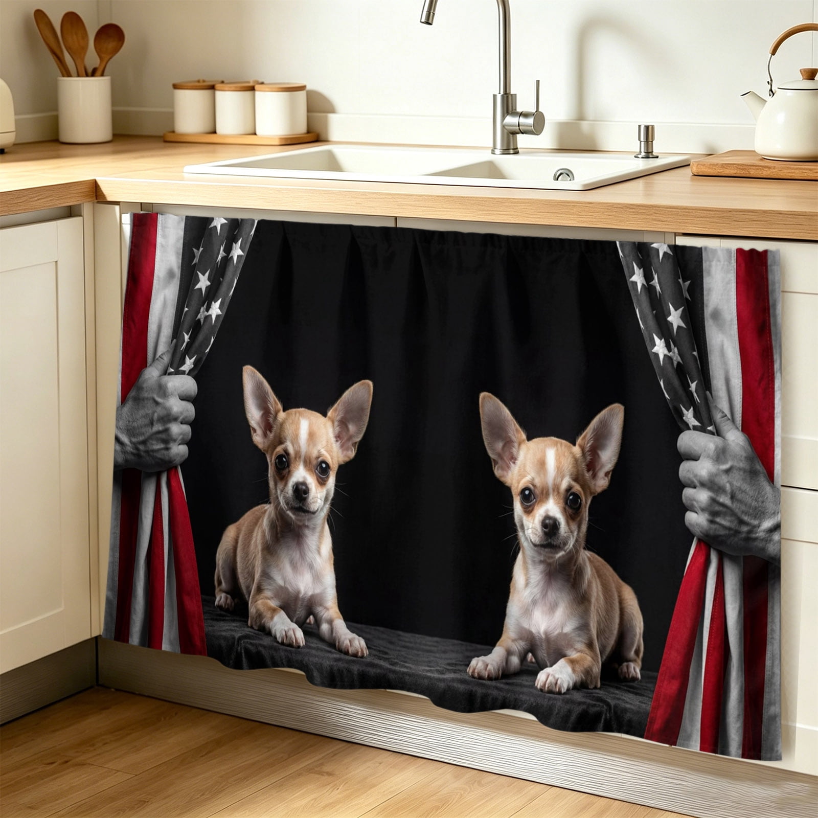 Anniversary Cabinet Curtains for Shelves, Patriotic Memorial America ...