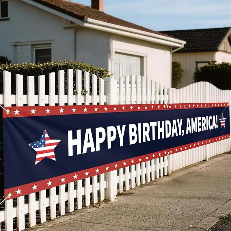 Anniversary Celebration Large Banner Happy Birthday Ame rica, 120 x 20 ...