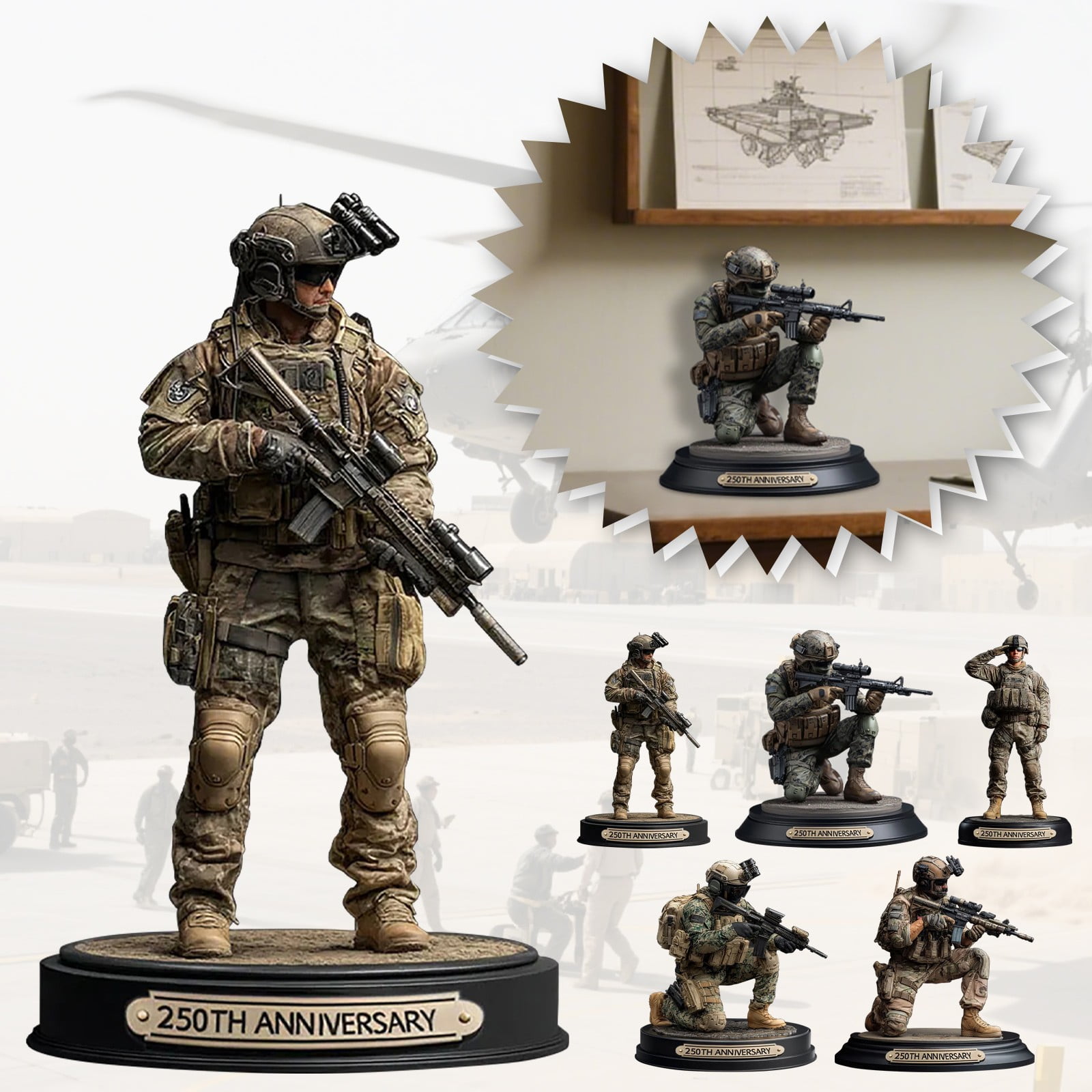 Anniversary Commemorative Soldier Figurines - Realistic Military Action ...