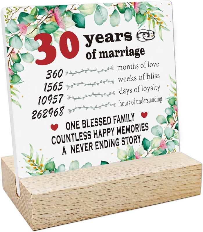 Anniversary Decor Gifts For Couple 30 Years Of Marriage Ceramic Plaque ...