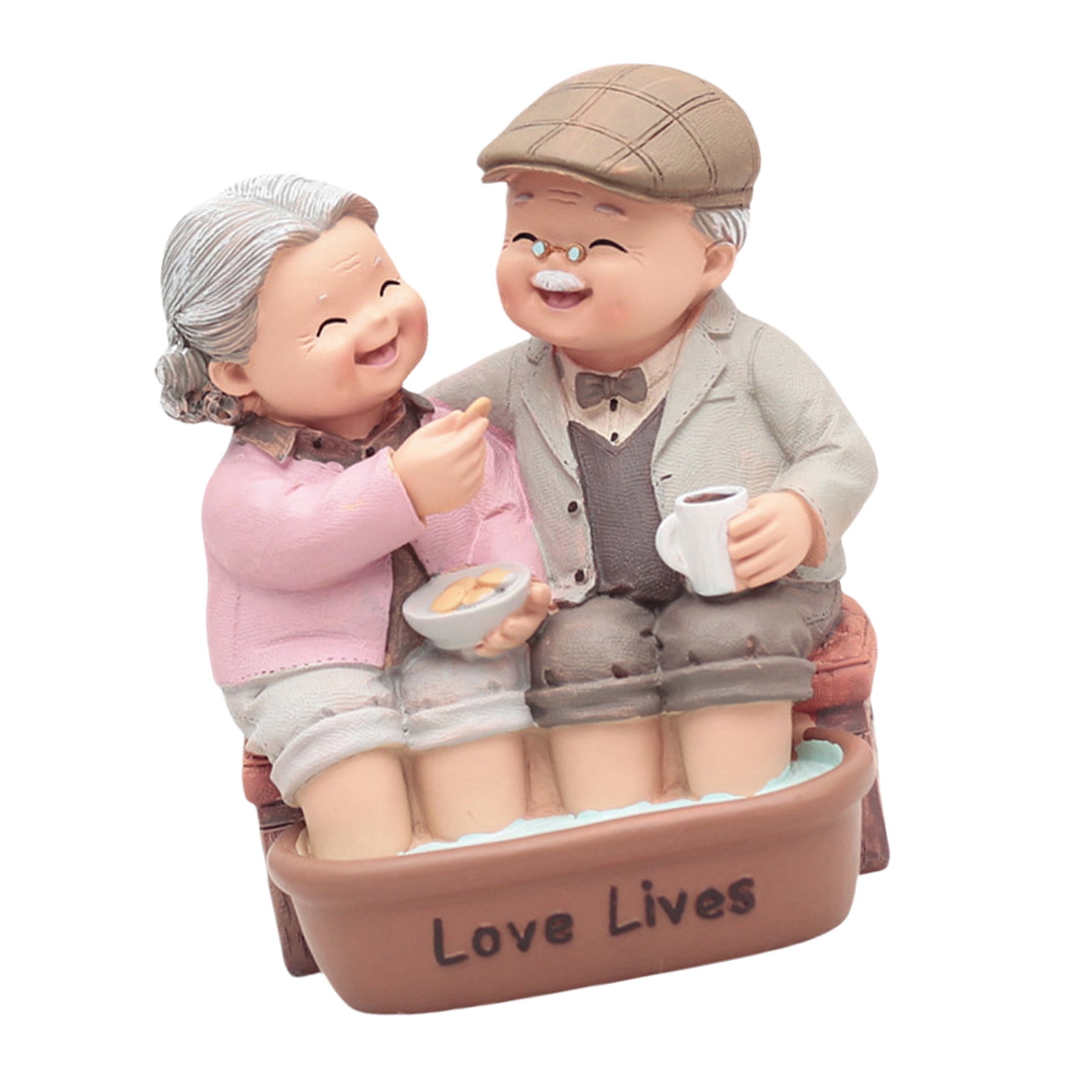 Anniversary Elderly Couple Figurines Miniature Figures Grandma Grandpa ...