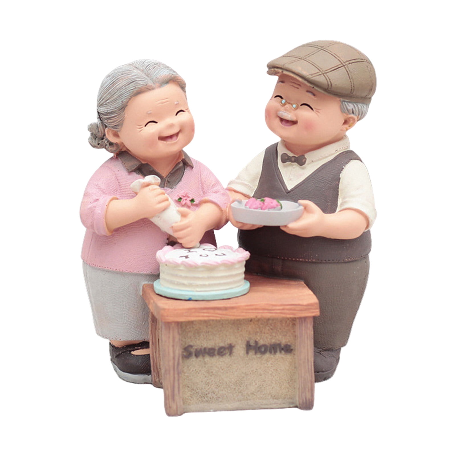 Anniversary Elderly Couple Figurines Miniature Figures Grandma Grandpa ...