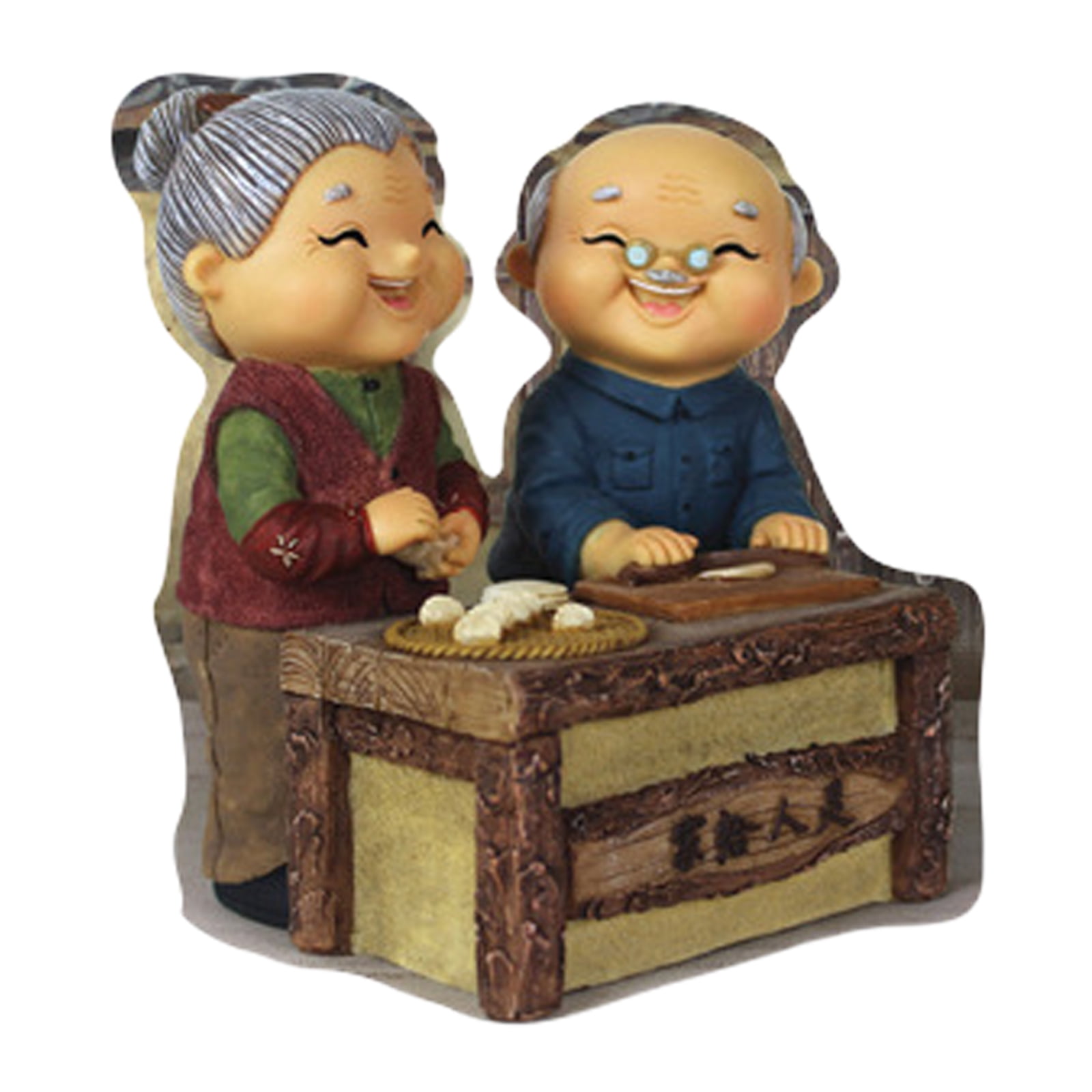 Anniversary Elderly Couple Figurines Miniature Figures Grandma Grandpa ...