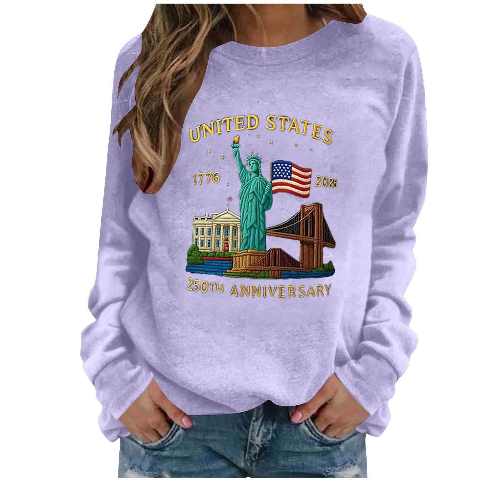 Anniversary Gift for Women USA 250th Sweatshirt Long Sleeve American ...