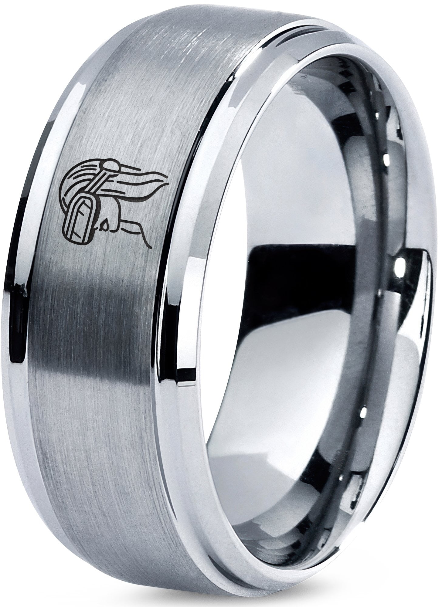 Men Gray Ring Inital Blue Gamer Tungsten Wedding Band Set Papa Gifts ...