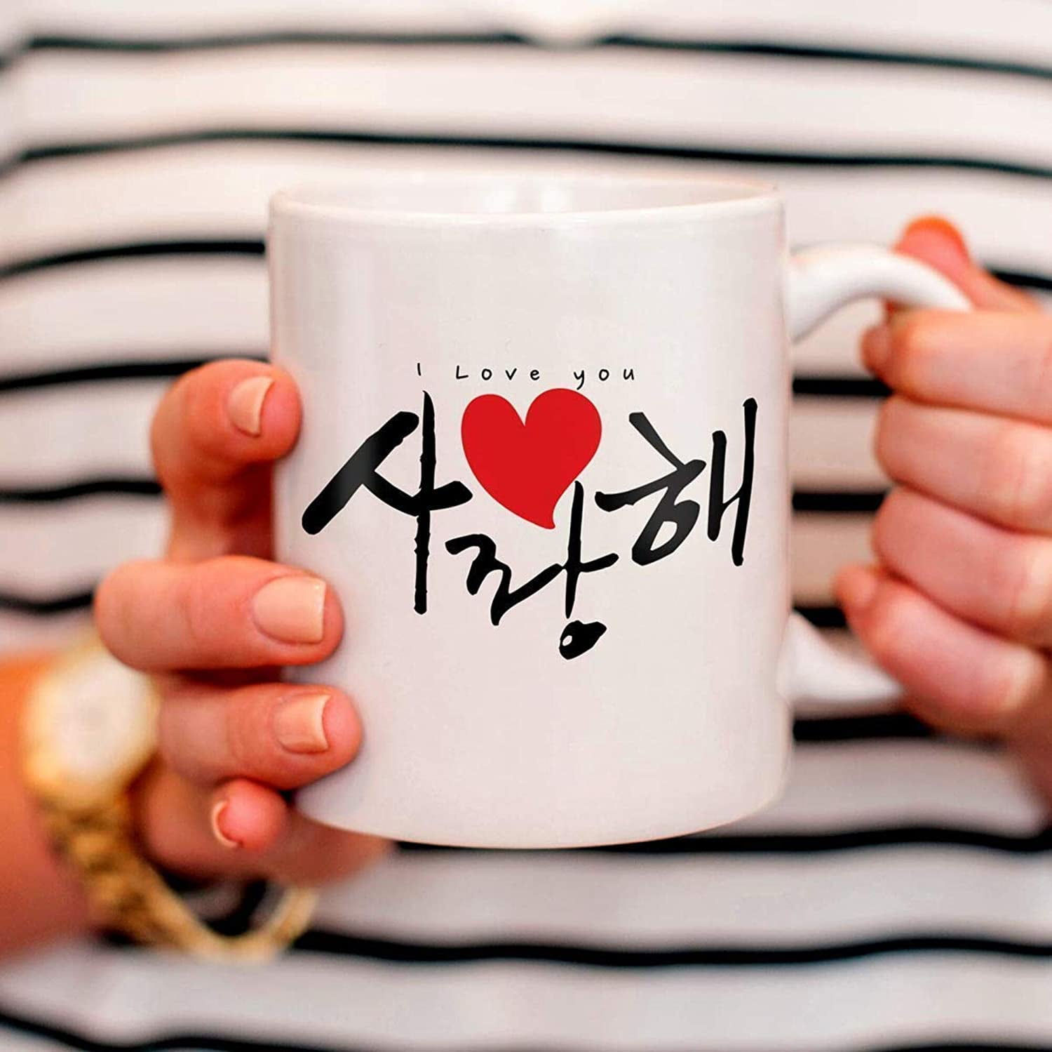 Anniversary I Love You In Korean, Saranghae, Hangeul, Love Mugs Cups Coffee Mug For Boyfriend ...