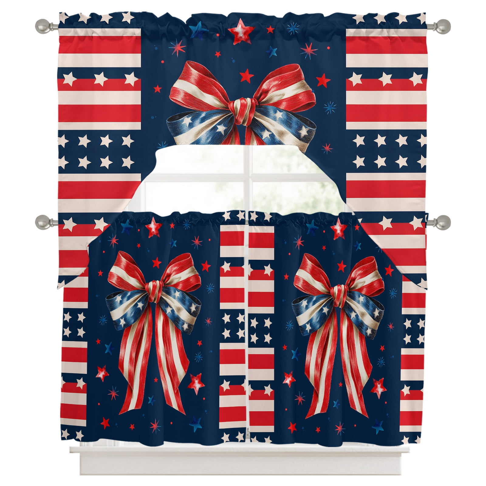 Anniversary Kitchen Curtains Swag Valance and Tier Curtains Set 24 Inch ...