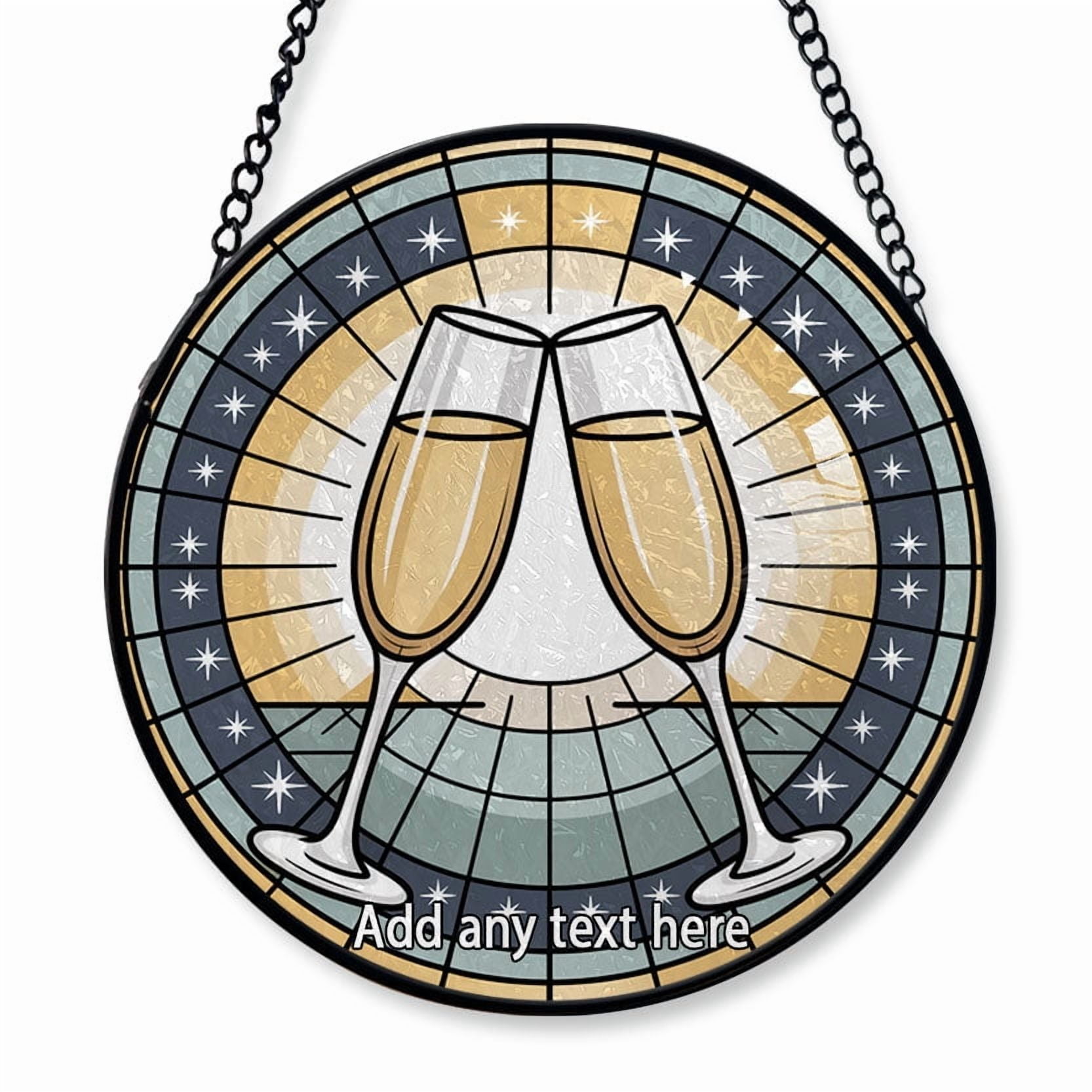 Anniversary & Milestones Champagne Toast Stained Glass Suncatcher ...