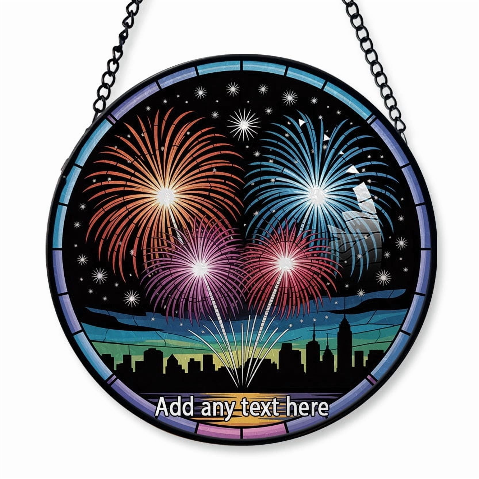 Anniversary & Milestones Heart Fireworks Stained Glass Suncatcher ...