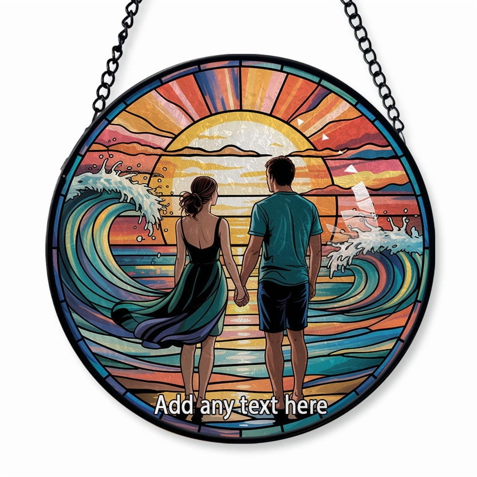 Anniversary & Milestones Sunset Vow Renewal Stained Glass Suncatcher ...