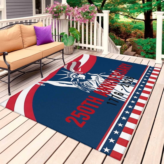 Anniversary Outdoor Rug for Patio/Deck/Porch, Non-Slip Large Area Rug 6 ...