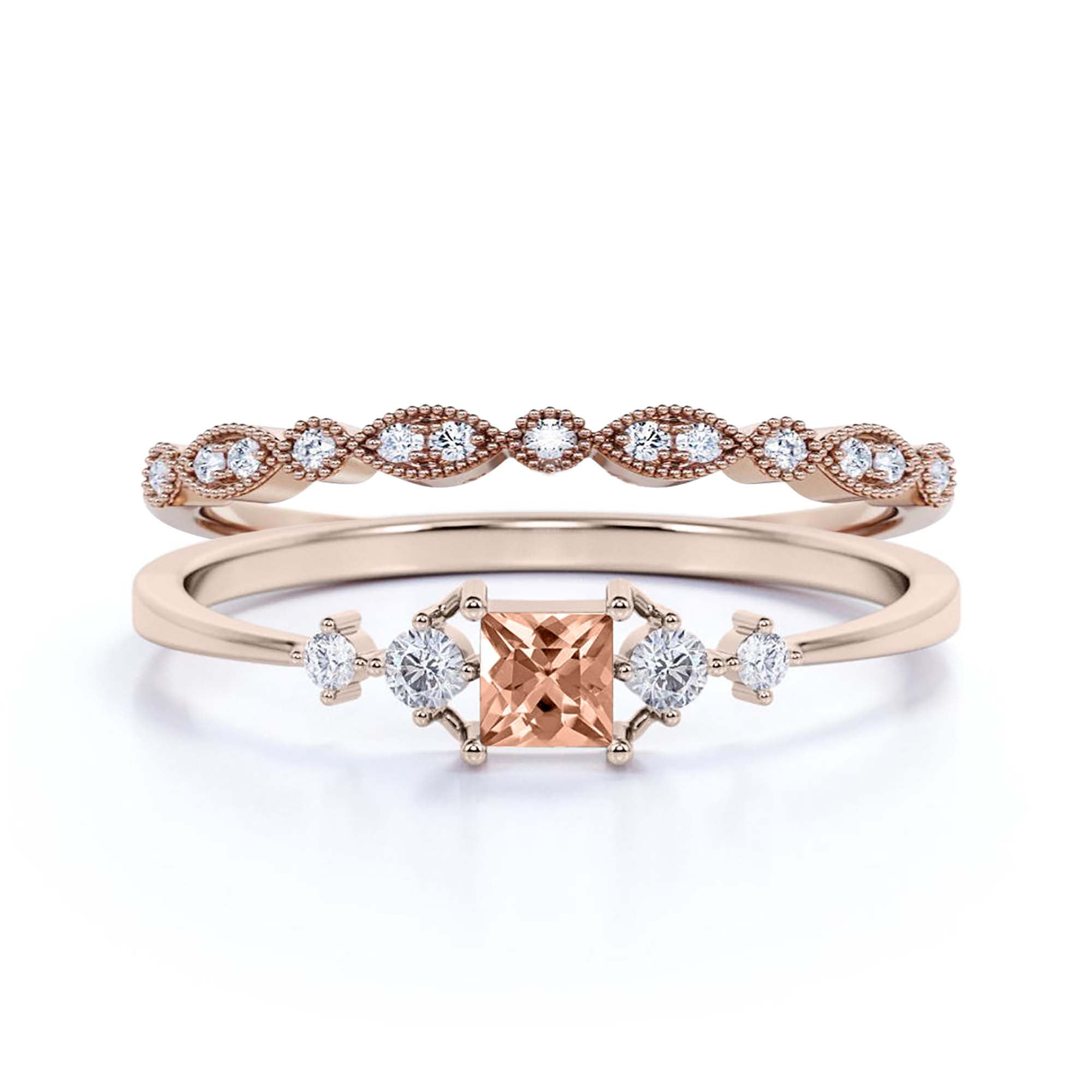 Anniversary Ring Minimalist 1.25 Carat Princess Cut Morganite And ...