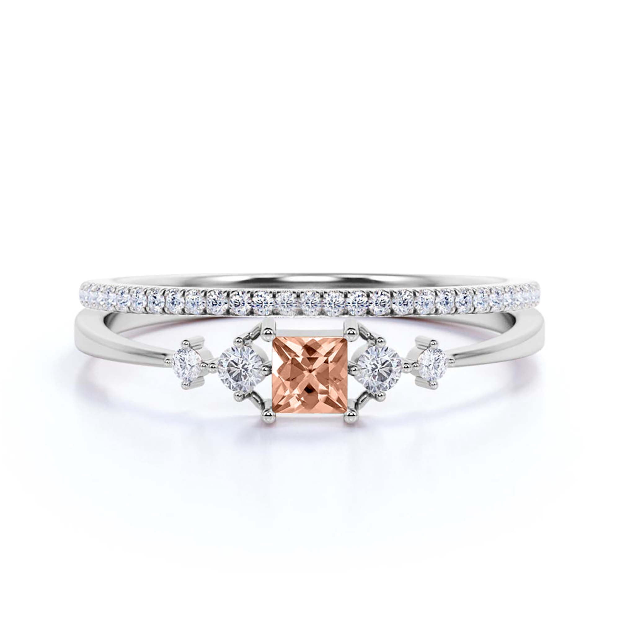 Anniversary Ring Minimalist 1.25 Carat Princess Cut Morganite And ...