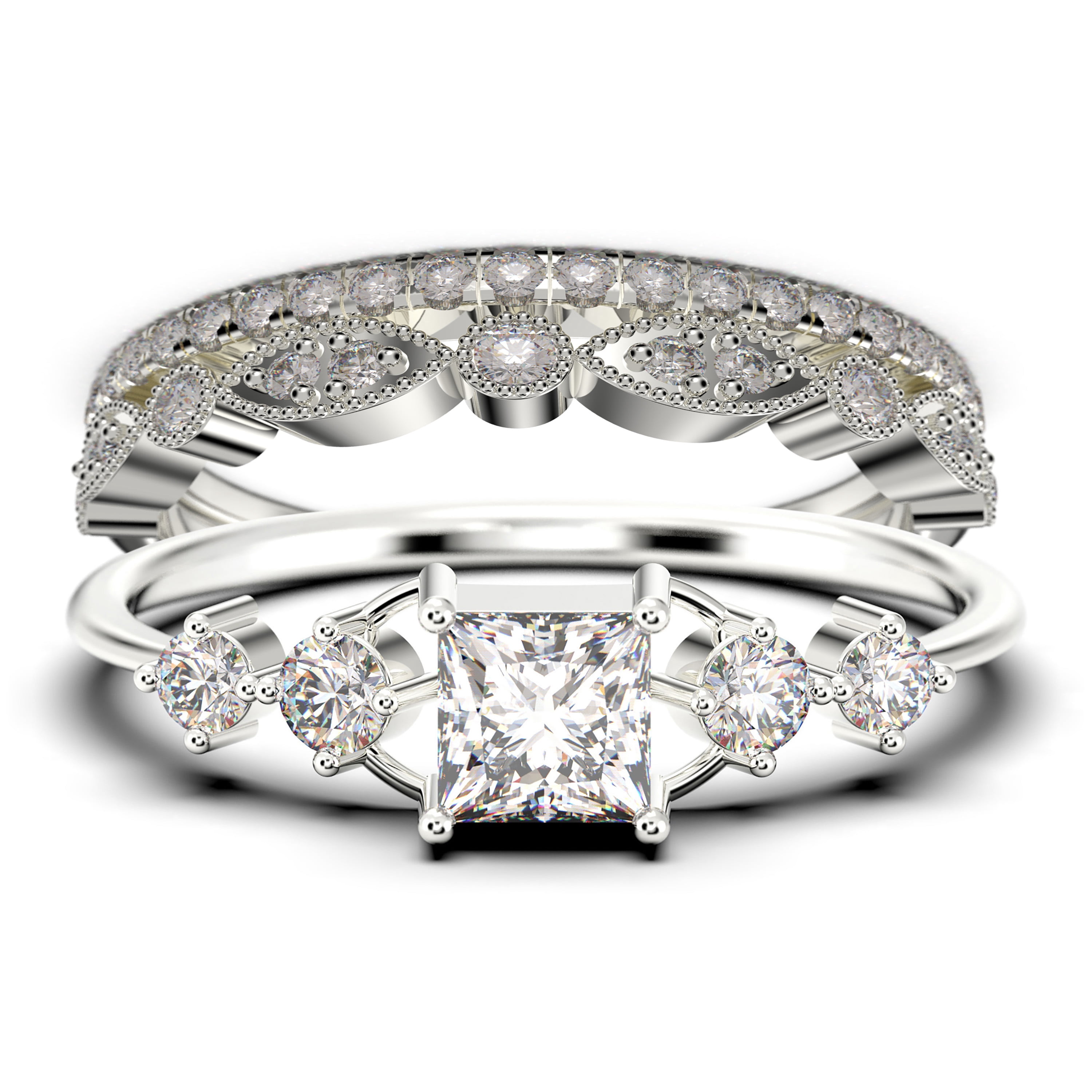 Anniversary Ring Minimalist 1.75 Carat Princess Cut Diamond Moissanite ...