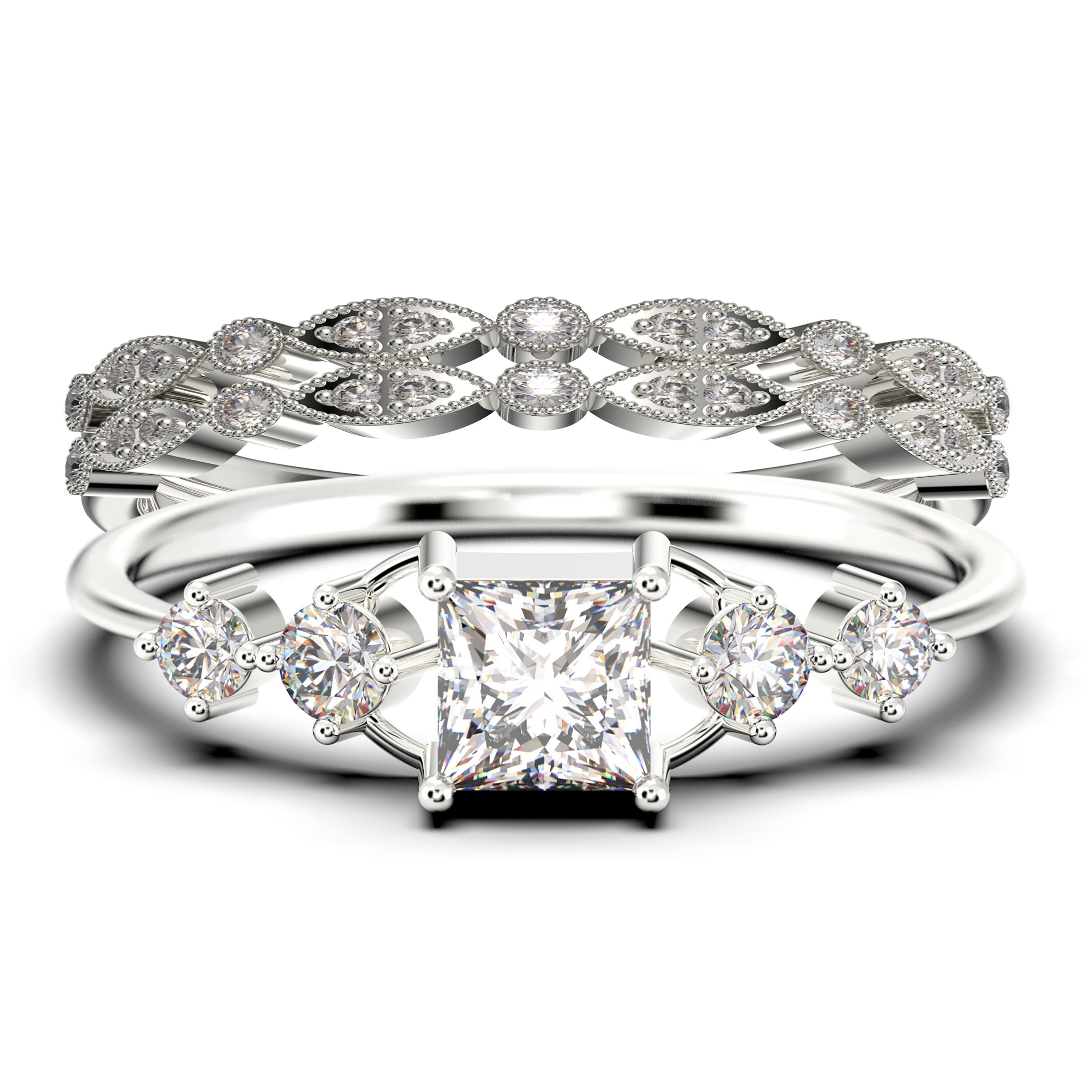 Anniversary Ring Minimalist 1.75 Carat Princess Cut Diamond Moissanite Engagement Ring, Dainty ...