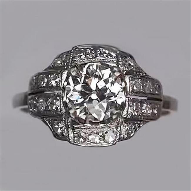 Anniversary Round Old Mine Cut 2 CT Antique Style Diamond Ring, Size 6. ...