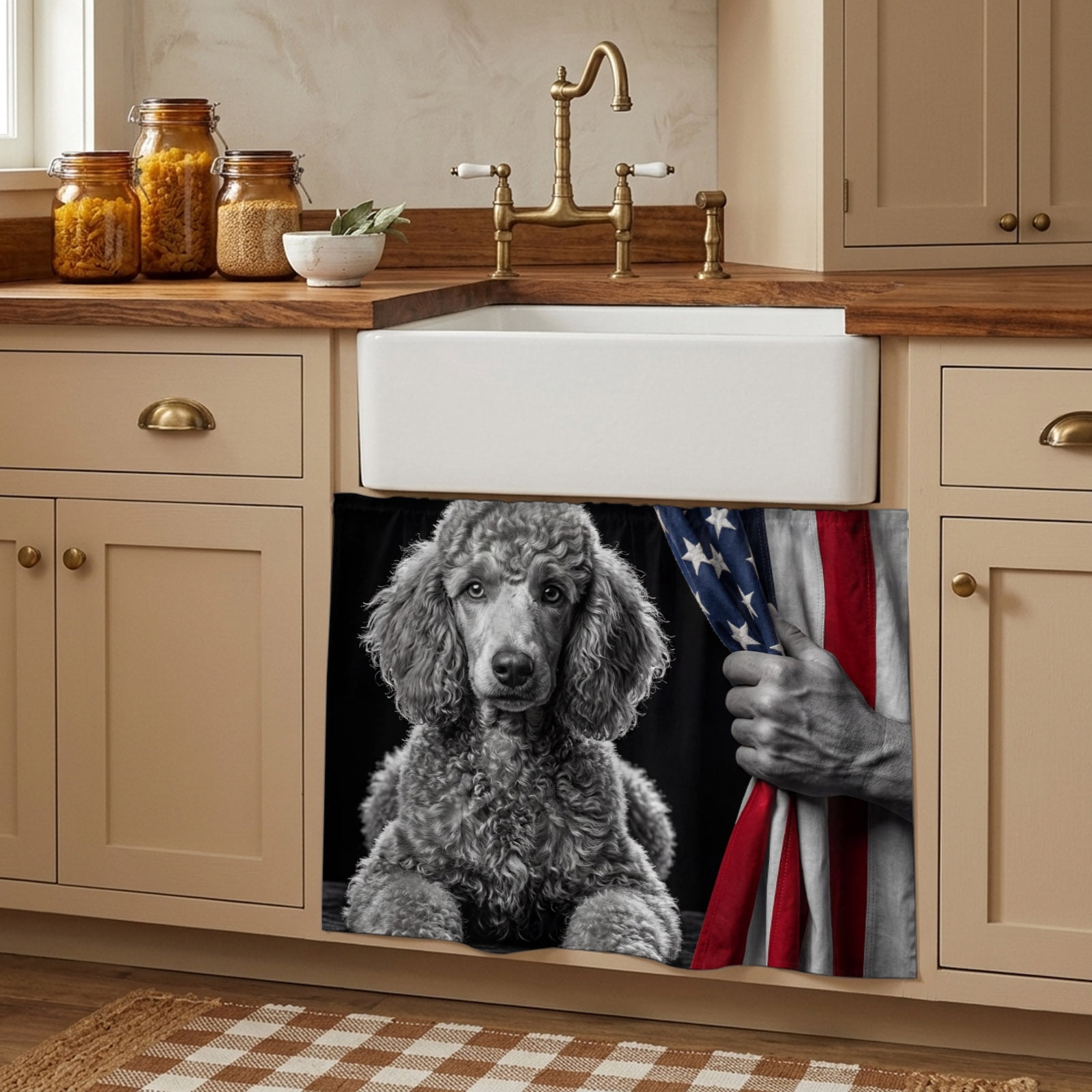 Anniversary Small Cabinet Curtains 11"W x 13"L, Patriotic Memorial ...