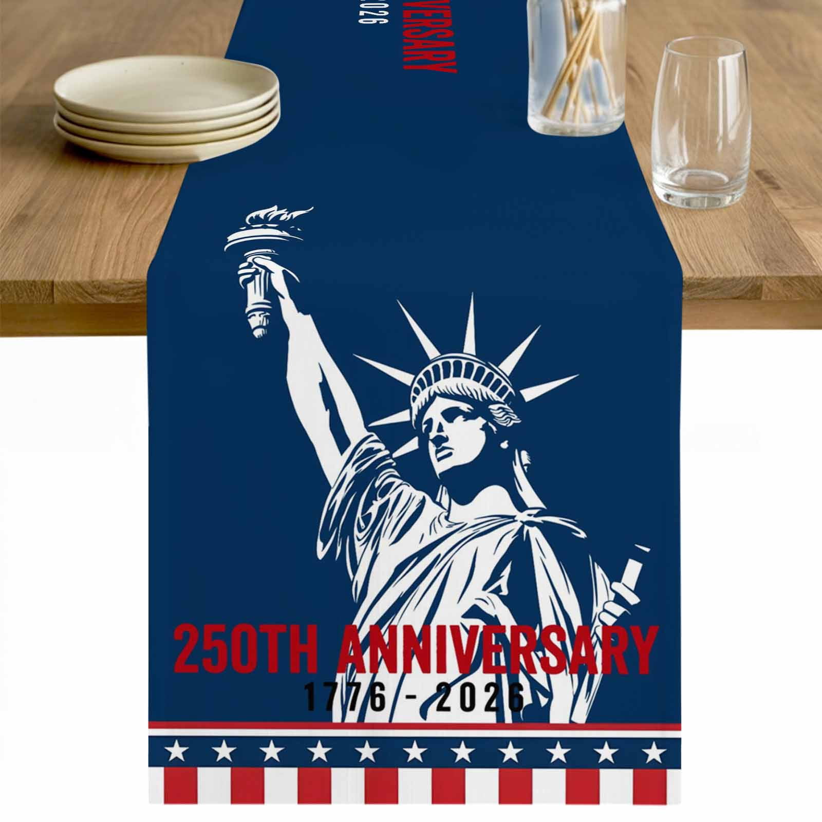 Anniversary Table Runner - 72 Inch Long Independence Day 1776-2026 USA ...