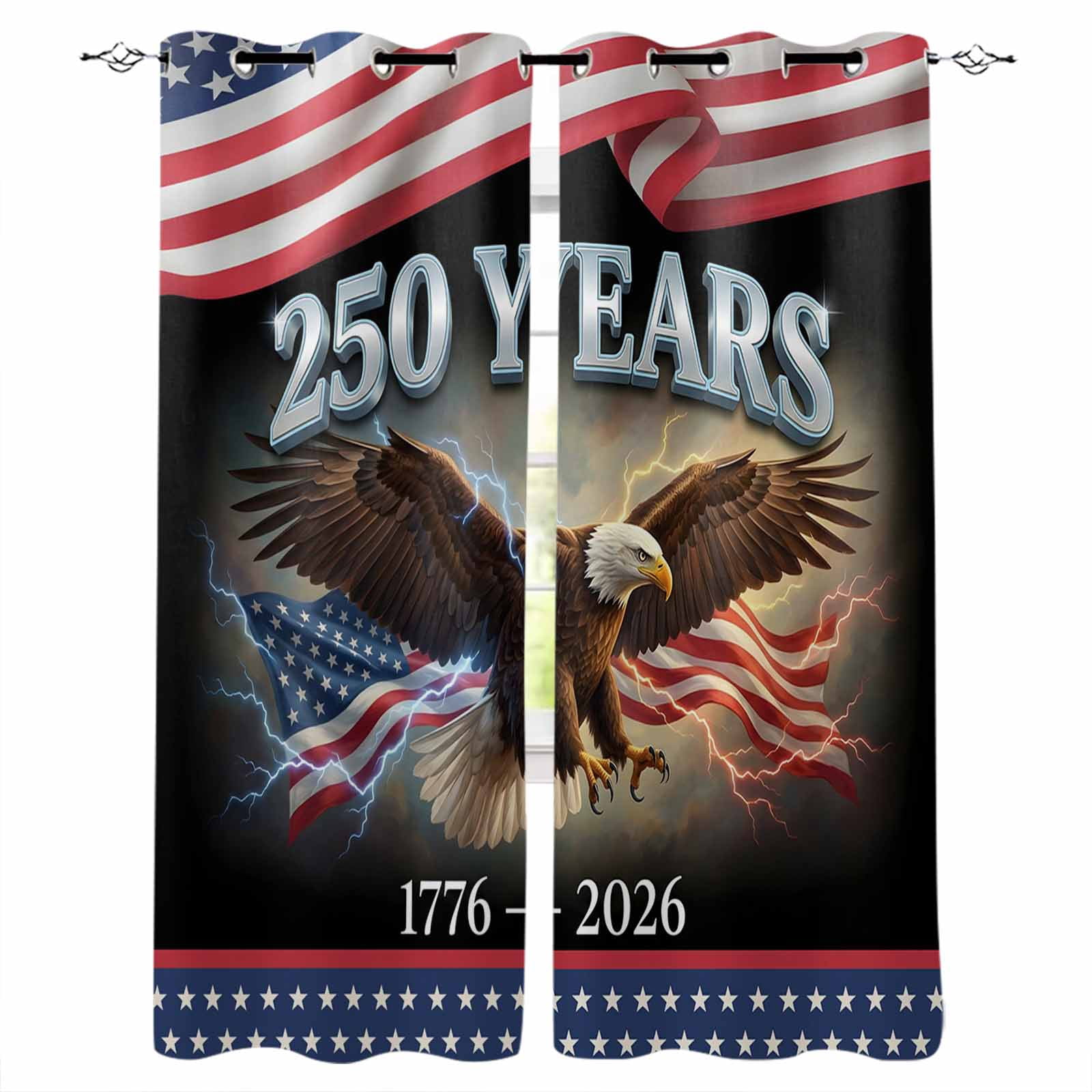 Anniversary USA Blackout Curtains for Bedroom Living Room Darkening ...