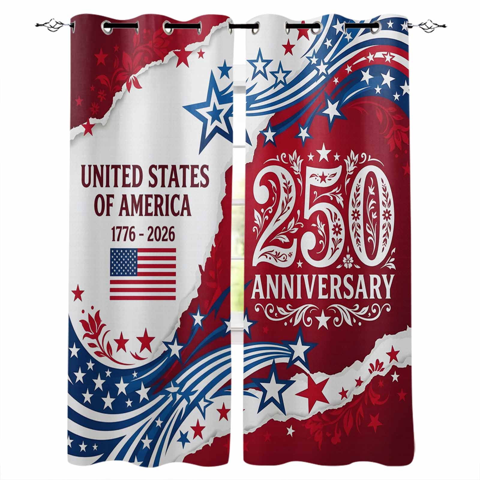 Anniversary USA Blackout Curtains for Bedroom/Living Room, Thermal ...