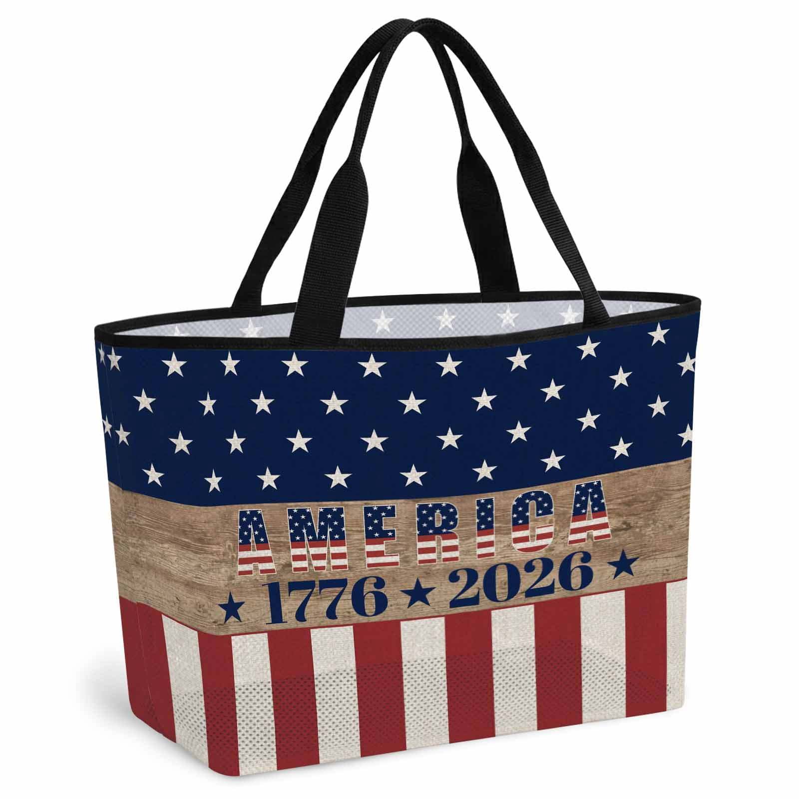Anniversary USA Flag Beach Bag for Women, Large Breathable Mesh Beach ...
