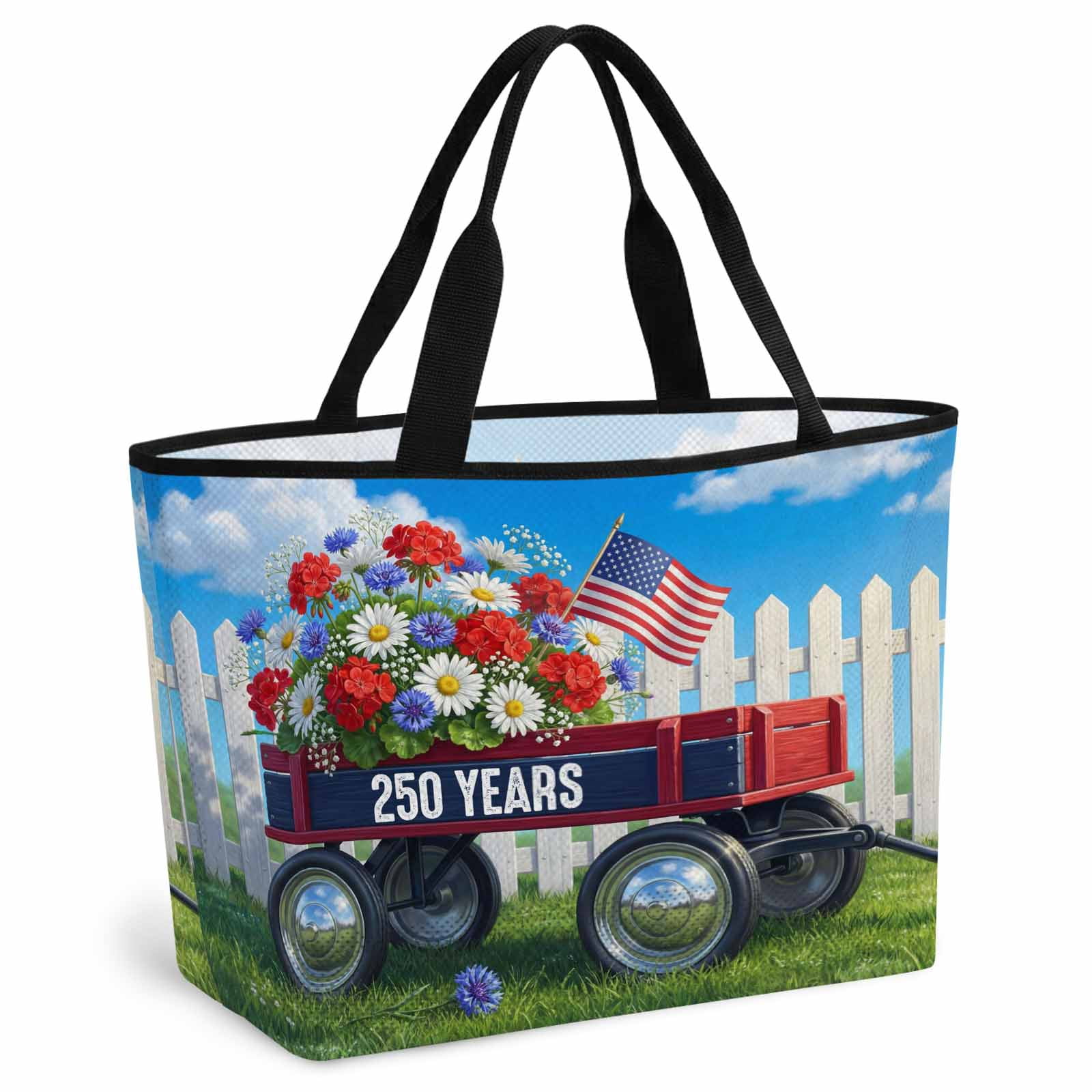 Anniversary USA Flag Beach Bag for Women, Large Breathable Mesh Beach ...