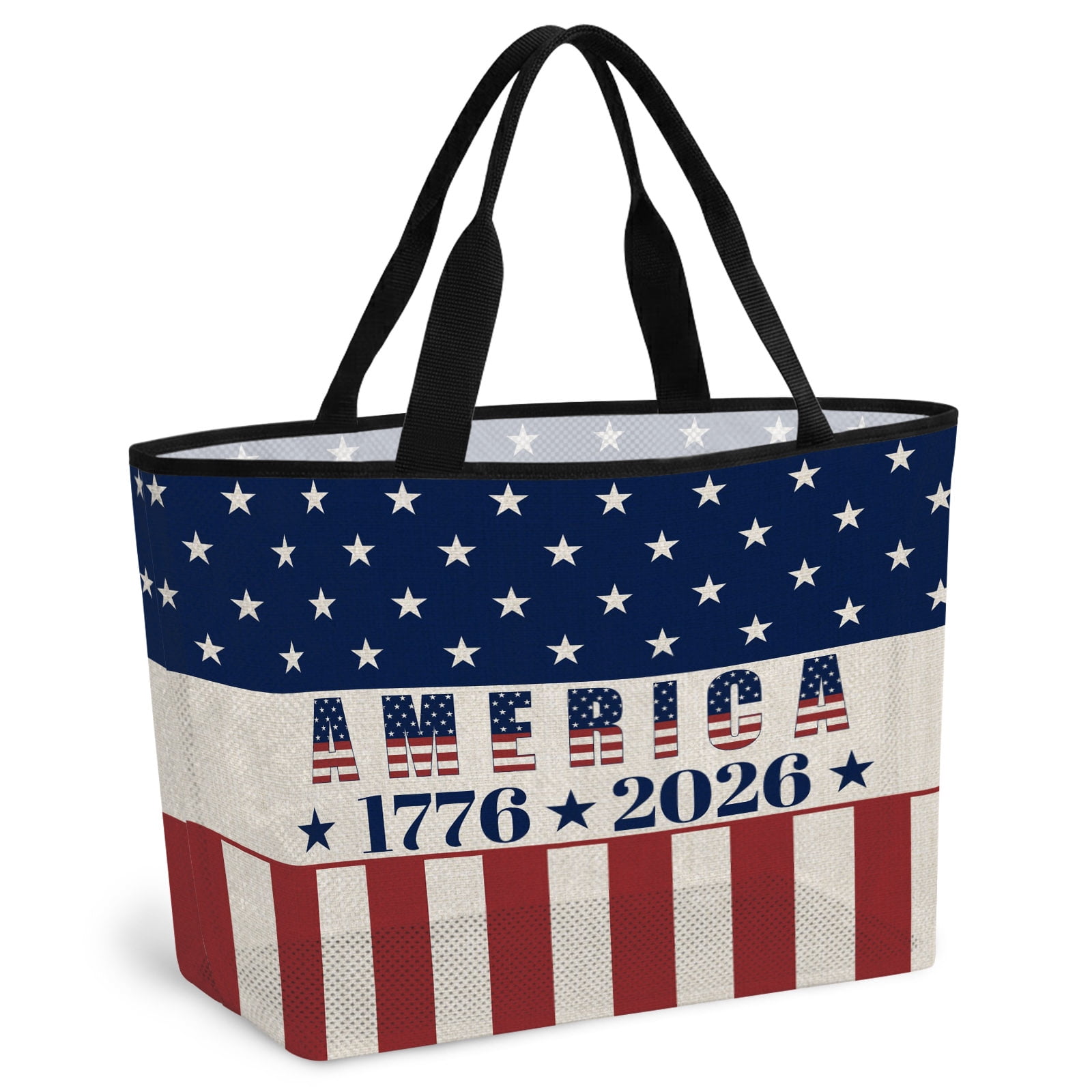 Anniversary USA Flag Beach Bag for Women, Large Breathable Mesh Beach ...