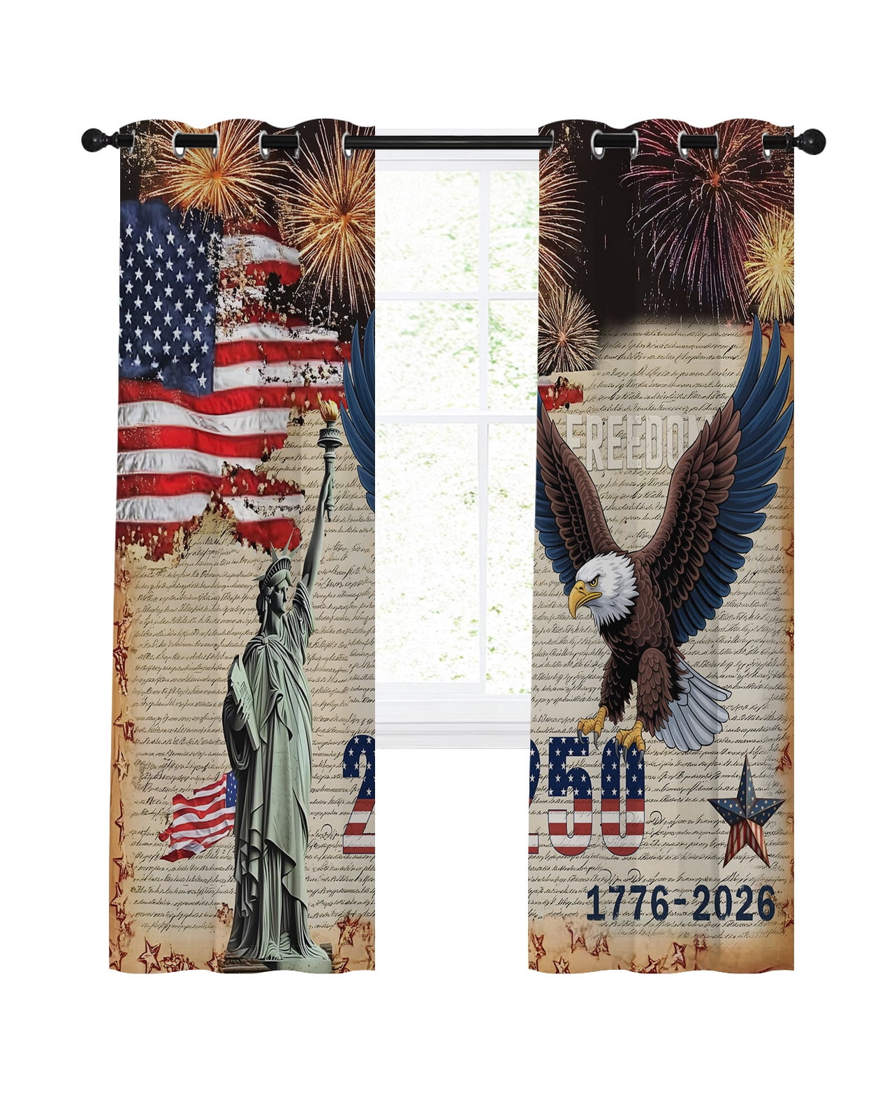 Anniversary USA Flag Blackout Curtains for Bedroom Living Room, Bald ...