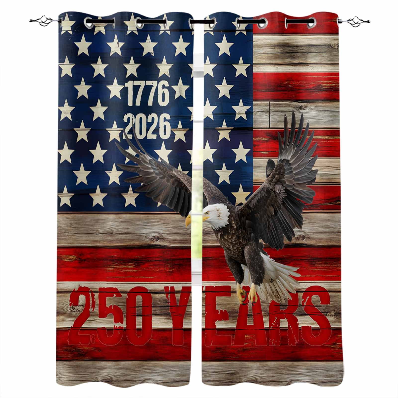Anniversary USA Flag Blackout Curtains for Bedroom Living Room ...