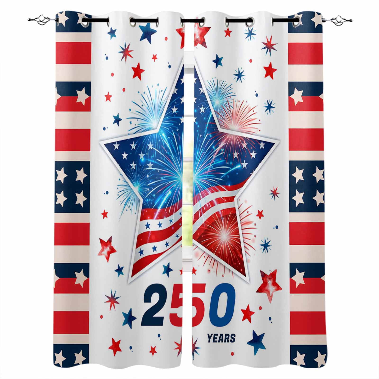 Anniversary USA Flag Blackout Curtains for Bedroom/Living Room, Thermal ...