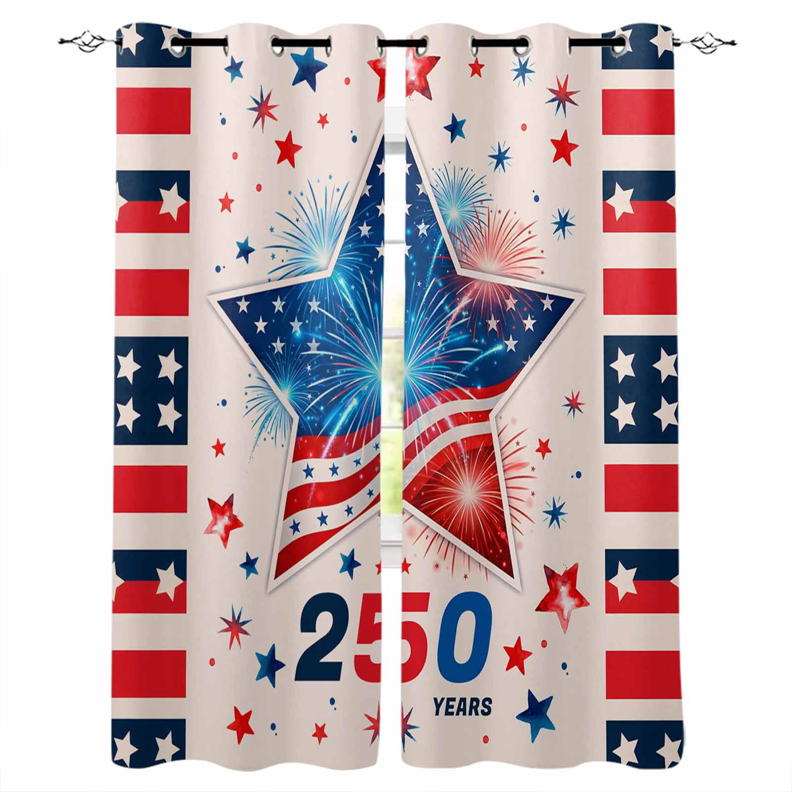 Anniversary USA Flag Blackout Curtains for Bedroom/Living Room, Thermal ...