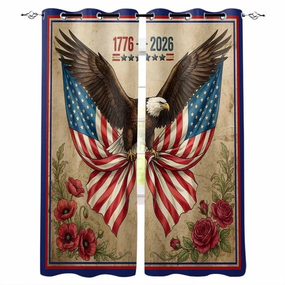 Anniversary USA Flag Blackout Curtains for Bedroom/Living Room, Thermal ...