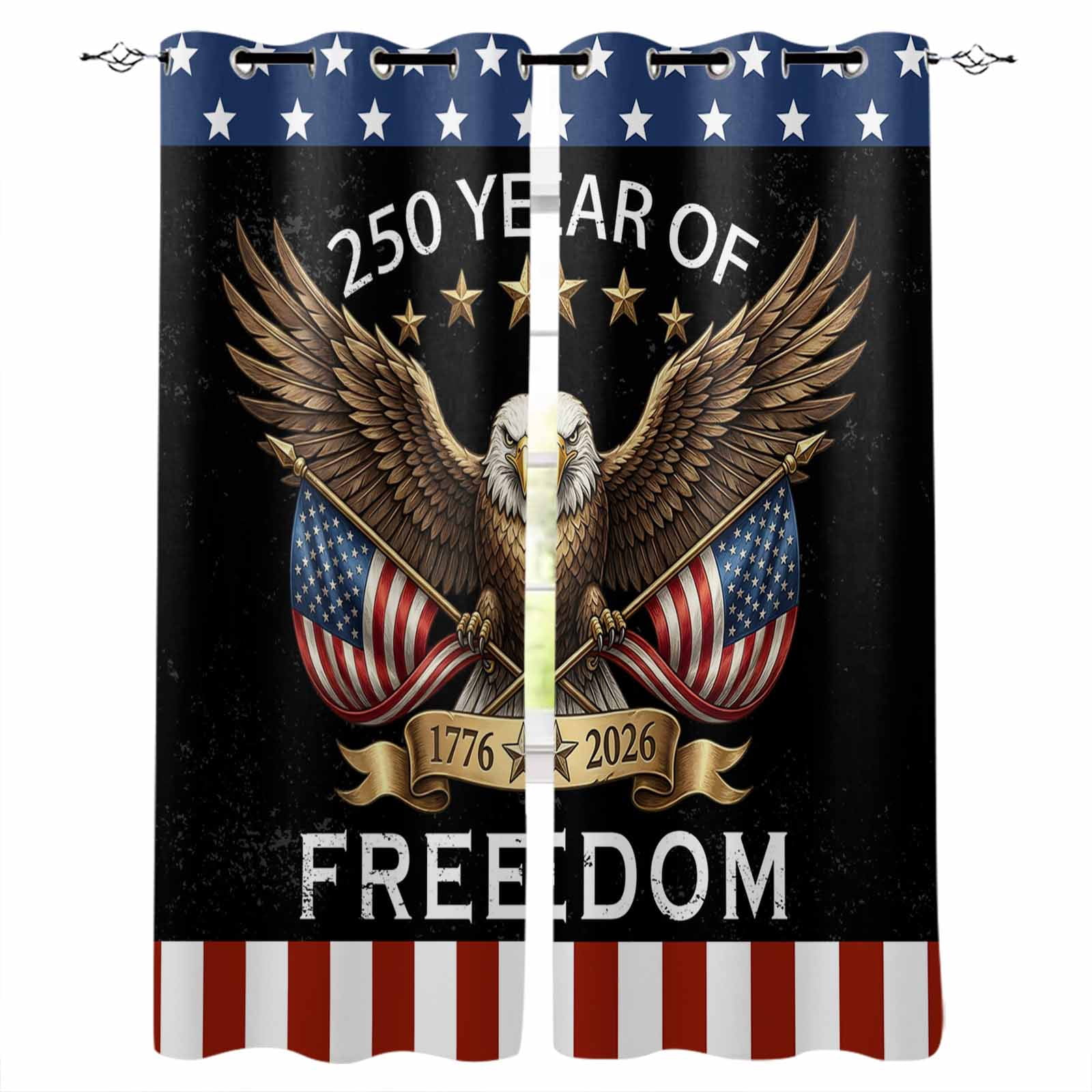 Anniversary USA Flag Blackout Curtains for Bedroom/Living Room, Thermal ...