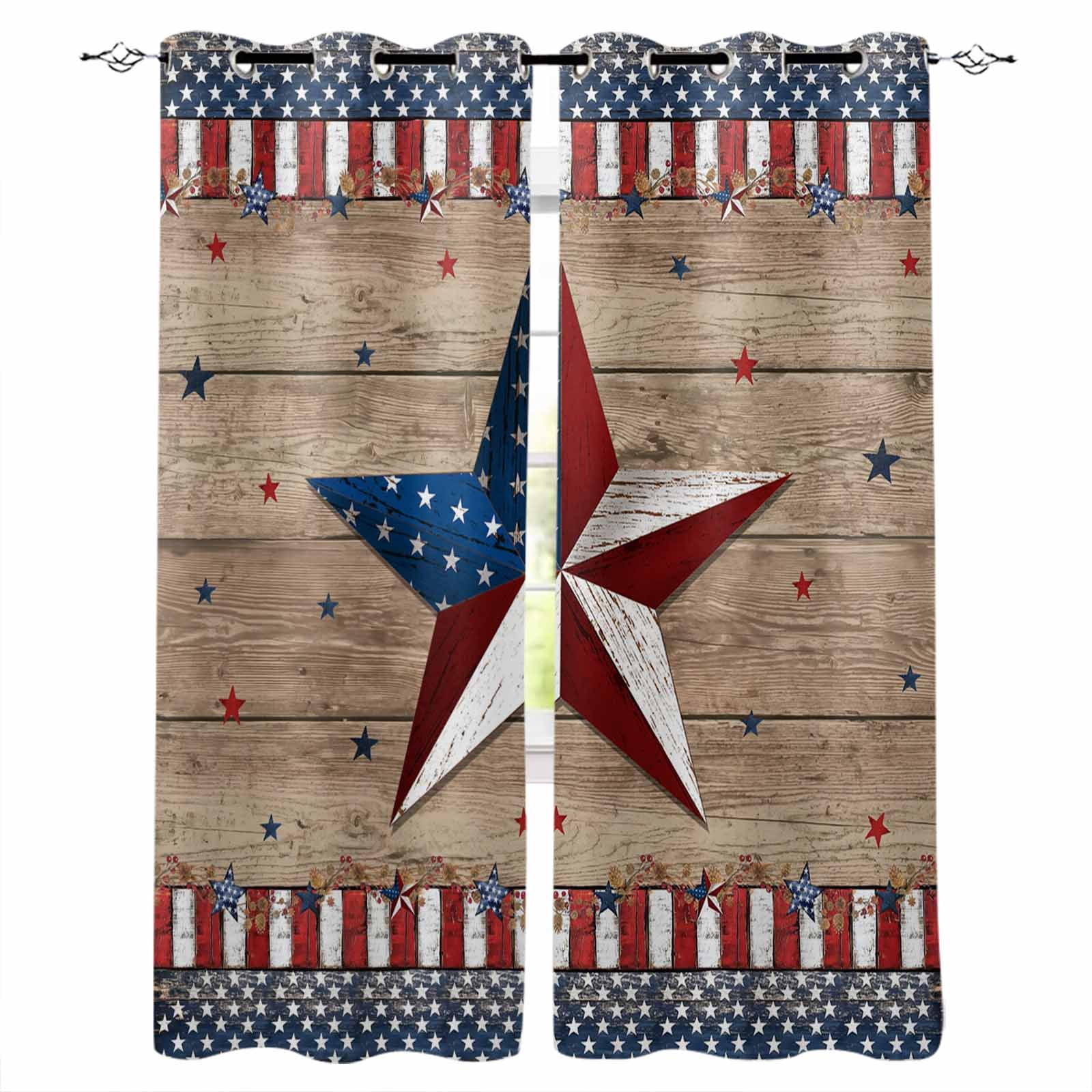 Anniversary USA Flag Blackout Curtains for Bedroom/Living Room, Thermal ...