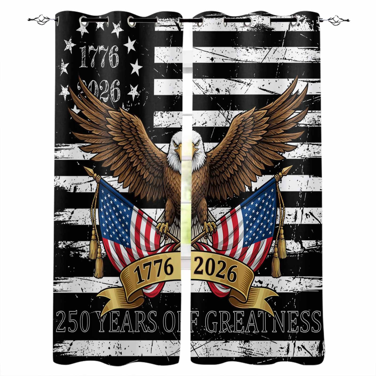 Anniversary USA Flag Blackout Curtains for Bedroom/Living Room, Thermal ...