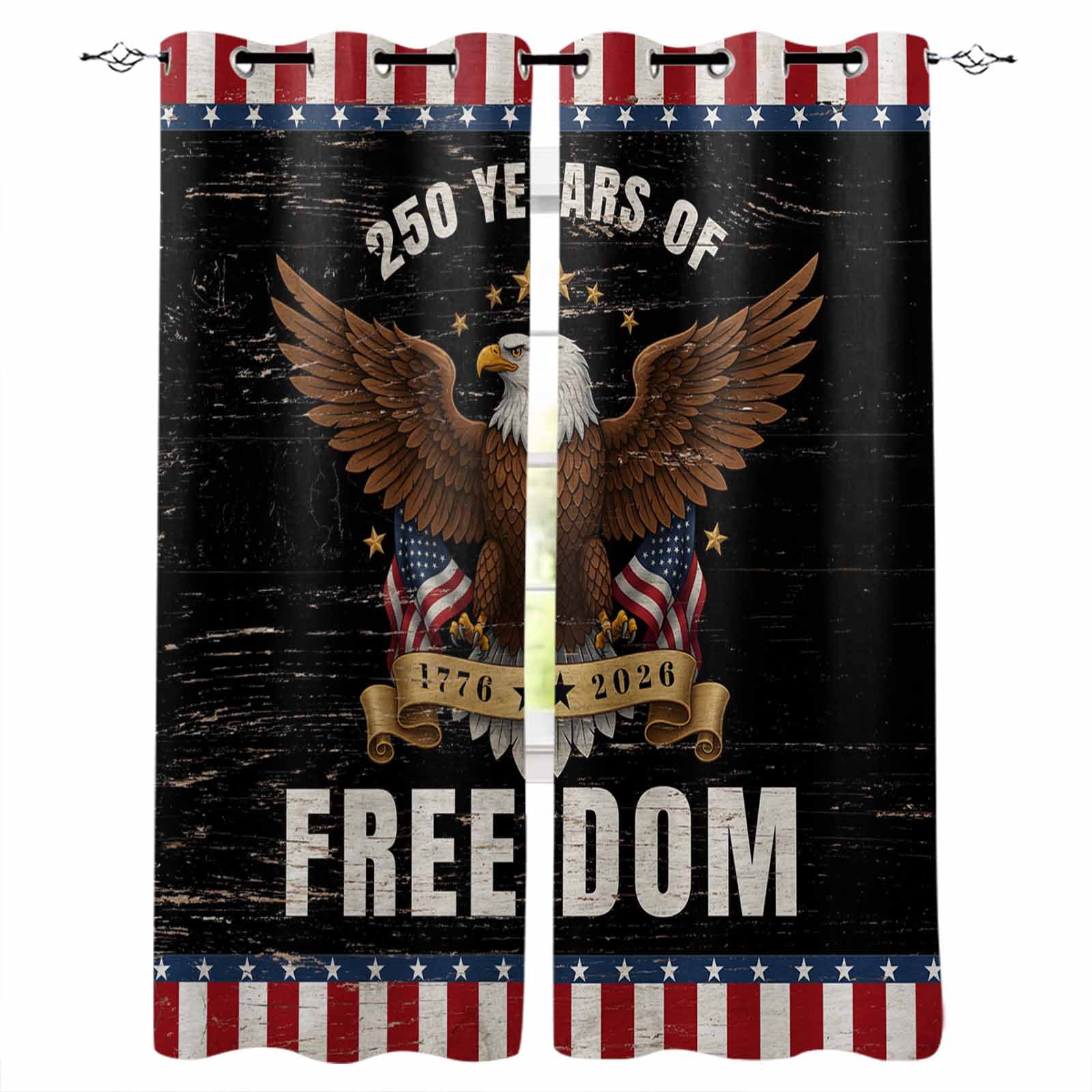 Anniversary USA Flag Blackout Curtains for Bedroom/Living Room, Thermal ...